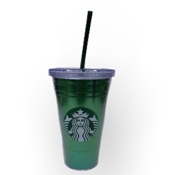Starbucks | Kitchen | Starbucks 22 Green Foil Straw Cup | Poshmark